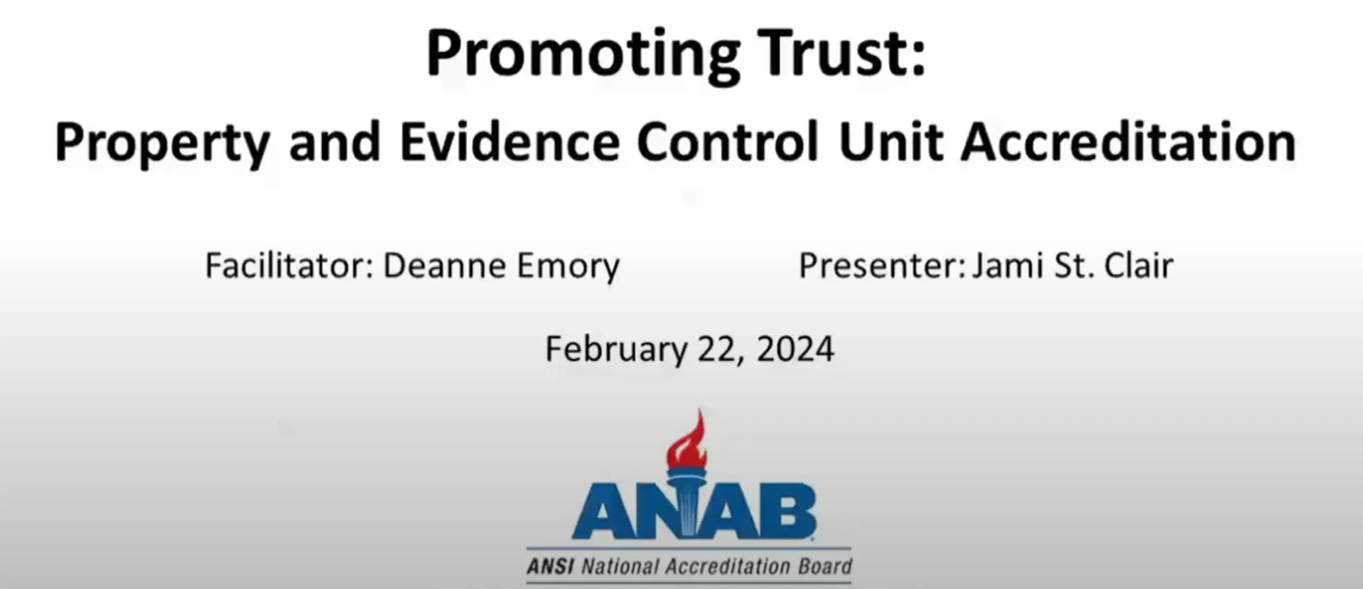 Promoting Trust: Property and Evidence Control Unit Accreditation ...